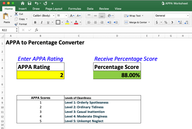 APPA Quality Standard Conversion Tool for Excel | OrangeQC