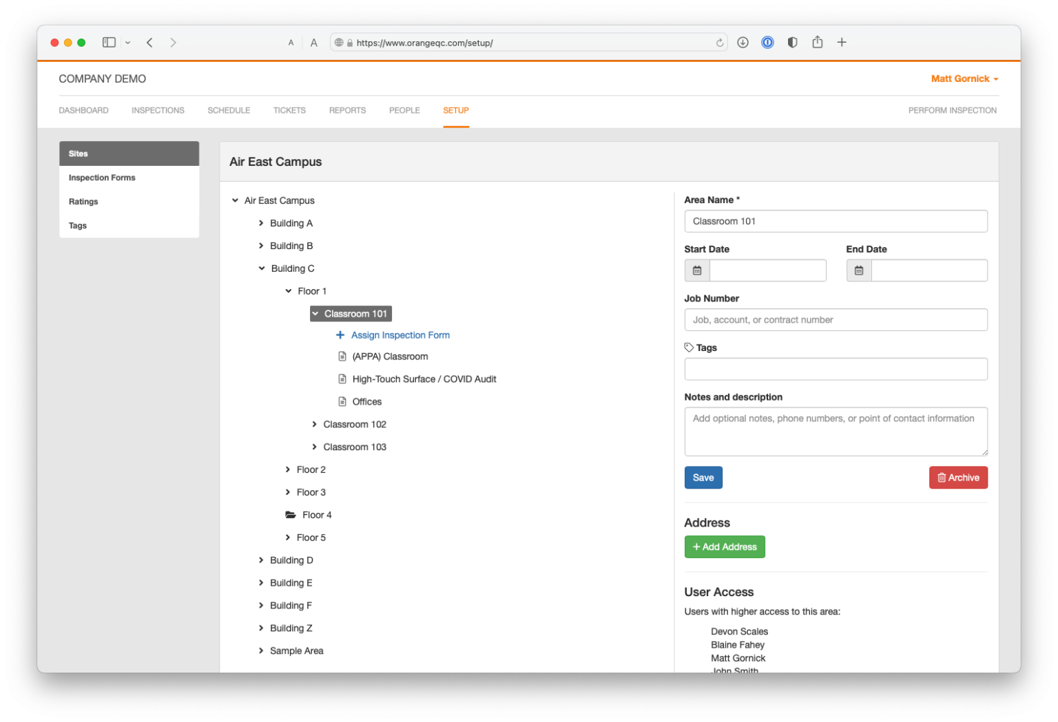 Janitorial Inspection App & Software Features - OrangeQC